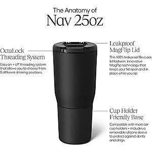 BrüMate Nav 25oz 100% Leak Proof Insulated Travel Tumbler with Magnetic BevLock™ Lid - Double Wall Cup-Holder Friendly Stainless Steel Mug (Capri Floral)