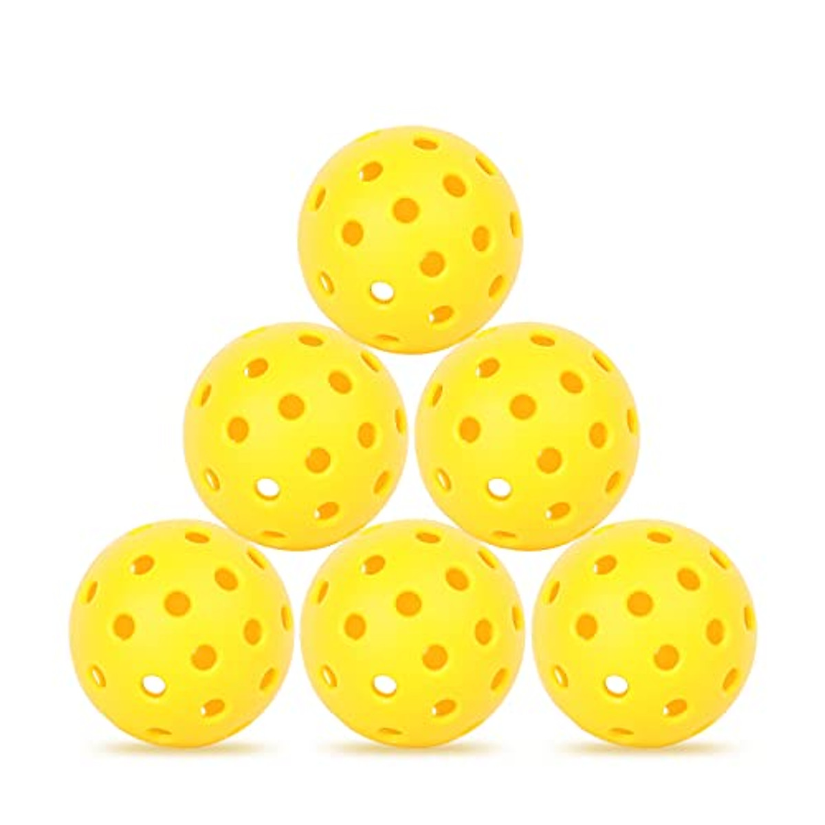 EJEAS Pickleball Balls | 40 Holes Outdoor Pickleballs | 6 Pack High Elasticity Pure Yellow Pickleball Accessories Set