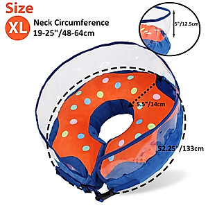 Crazy Felix Inflatable Dog Cone for Medium, Large, Small Dogs, Donut Cones for Dogs to Stop Licking and Scratching, Soft Dog Recovery Cone Collar After Surgery with Anti Licking Baffle(Blue, XL)