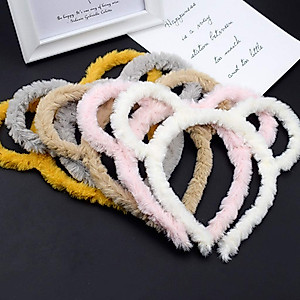 XISAOK Women Plush Headband Round Mouse Bear Ears Makeup Hair Hoop Bandana