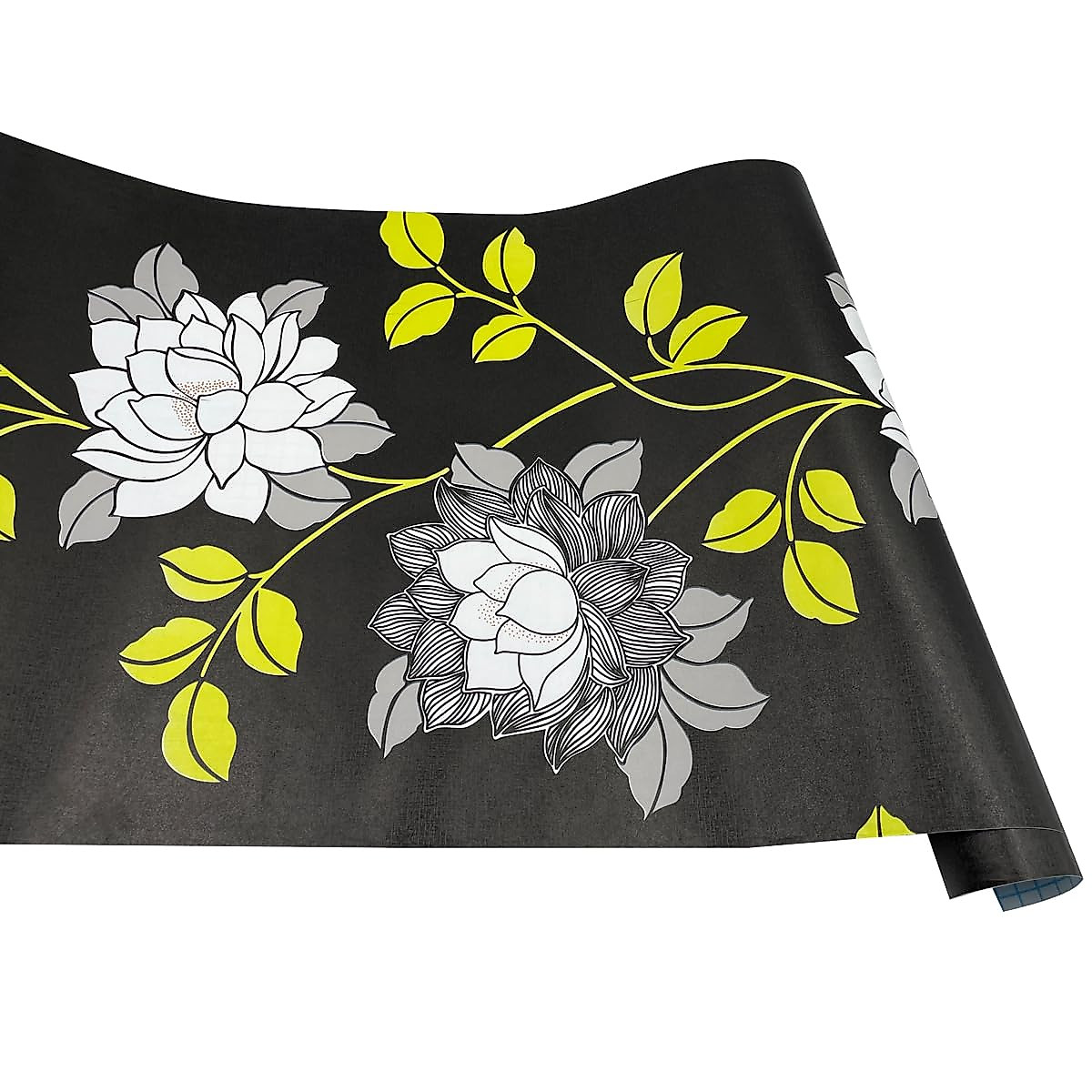 Yifasy White Rose Shelf Liner Self-Adhesive Floral Drawer Paper Protect Furniture Wall Surface Decor Girls Makeup Box Wallpaper Roll 118x17.7 Inch