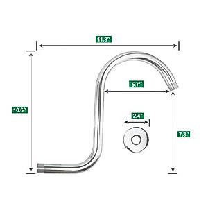 Purelux Goose Neck Shower Arm Water Outlet PJ1202 Made of Stainless Steel, Brushed Nickel Finish Showerhead Extension