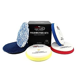 Polishing Pad, 5Pc 6Inch 150mm Orbital Buffer Polisher Pad Wool Microfiber Buffing Pads car Detailing kit, Foam applicator Pad for Compounding, Polishing and Waxing, for 6''Backing Plate Car Polisher