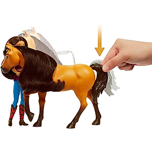 Mattel Spirit Untamed Nuzzle & Play Lucky Doll (7-in) & Spirit Horse (8-in), Movable Joints for Hugging Moment, Doll Clips on Horse, Great Gift for Ages 3 Years Old & Up