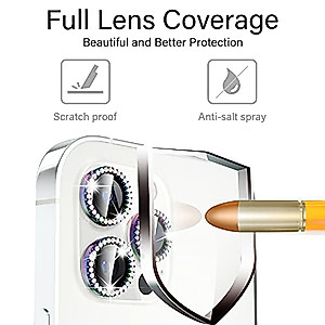 Xfilm for iPhone 12 Pro Max Camera Lens Protector Bling Diamond, HD Clear Tempered Glass Alloy Camera Protection Cover, Single Design, Case Friendly, Scratch Proof (Multi-Color Diamond)