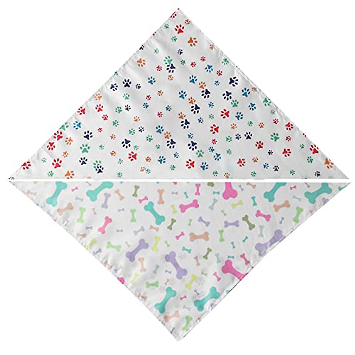 AIITLE Dog Bandanas - 2PCS Birthday Gift Washable Dog Paw and Bone Printing White Dog Bib Kerchief Scarf Adjustable Accessories for Small to Large Dog Puppy Cat