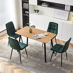 Homedot Modern Dining Table Set for 4,5-Pieces Dining Room Set,49" Rectangle Table Stable & 4 Upholstered Velvet Dining Chair High-Back with Durable Metal Legs for Kitchen,Dining Hall