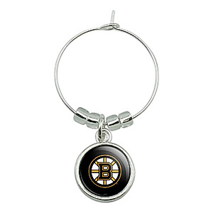 GRAPHICS & MORE Boston Bruins Logo Wine Glass Charm Drink Marker