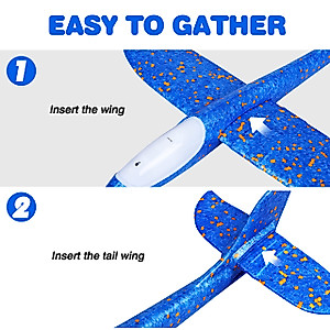 IJO 4 Pack LED Light Airplane Toys-17.5" Large Throwing Foam Plane-2 Flight Modes Glider Plane-Outdoor Flying Toys for Kids-Flying Toys Gift for Boys Girls 3 4 5 6 7 8 9 Years Old