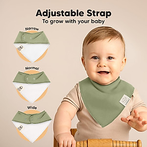 8-Pack Organic Baby Bandana Bibs for Girls - Super Absorbent Triangle Baby Bibs for Drooling and Teething Infant, 100% Cotton Extra Soft for Newborn, Infant 0-36 Months (Hunter)