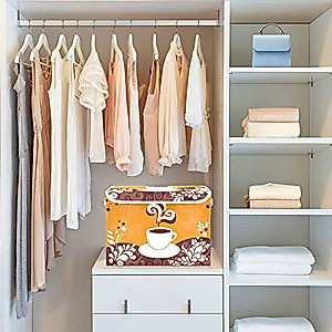 RunningBear Hot Coffee Large Storage Bins with Lid Collapsible Storage Bin Storage Organizer Bin Cute Storage Box for Nursery Playroom Home Office Closet