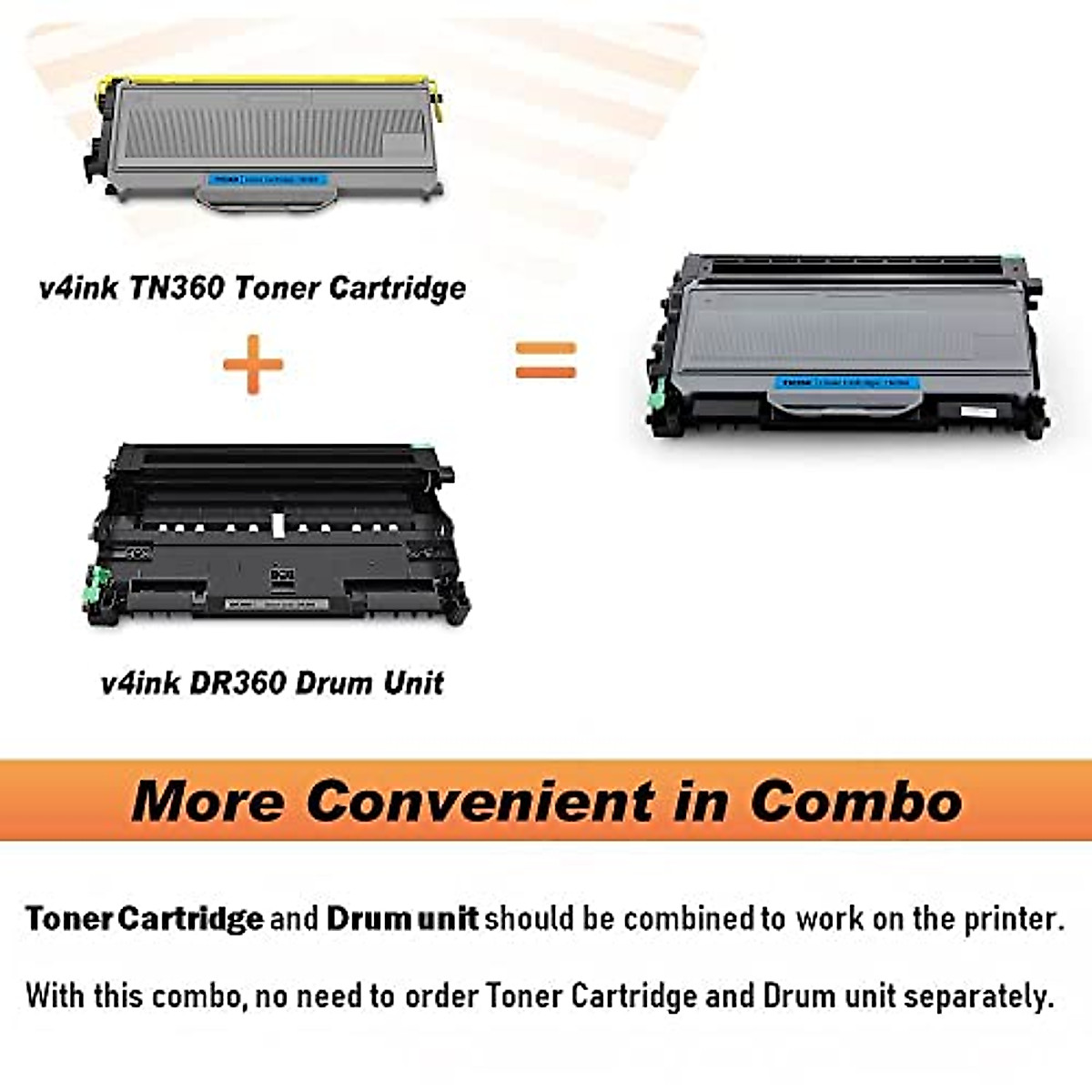v4ink Compatible Drum+Toner Replacement for Brother DR360 TN360 (1Drum + 2Toner) Work with DCP7030 DCP7040 DCP7045 HL2120 HL2140 HL2150 HL2170 MFC7320 MFC7340 MFC7345 MFC7440 MFC7445 MFC7450 MFC7840