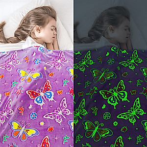 Gdindff Glow in The Dark Blanket Butterfly Gifts Toys for Girls Women Butterfly Blankets for Birthday Gifts for Kids