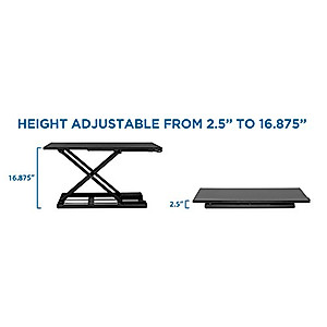 Mount-It! Standing Desk Converter, Height Adjustable Sit Stand Desk, 32x22 Inch Preassembled Stand Up Desk Converter, Ultra Low Profile Design, Black