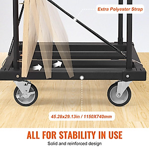 VEVOR Drywall Cart, 1800 LBS Panel Dolly Cart with 45.28" x 29.13" Deck and 5" Swivel Wheels, Heavy-Duty Drywall Sheet Cart, Handling Wall Panel, Sheetrock, Lumber, for Garage, Home, Warehouse