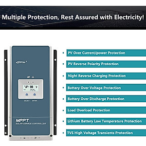 EPEVER Tracer 60A MPPT Solar Charge Controller 150V Max PV for Lithium LiFePO4, AGM, Lead Acid & More