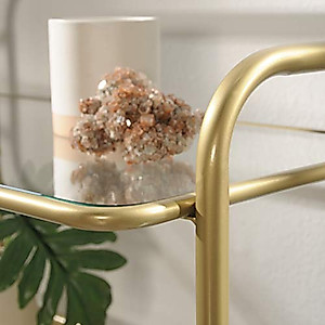 Sauder Coral Cape Bookcase, L: 24.09" x W: 13.78" x H: 62.99", Satin Gold Finish