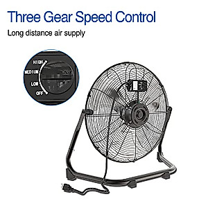 SKINNYBUNNY 20 Inch 3-Speed High Velocity Heavy Duty Metal Industrial Floor Fans Quiet for Home, Commercial, Residential, and Greenhouse Use, Outdoor/Indoor, Black, 20"