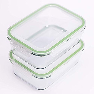 63 Oz 2 Pcs Large Glass Food Storage Containers 8 Cups Family Size Set Baking Containers with Locking Lids Storing food, BPA Free Leak Proof Microwave Oven Safe (2, 63 OZ)