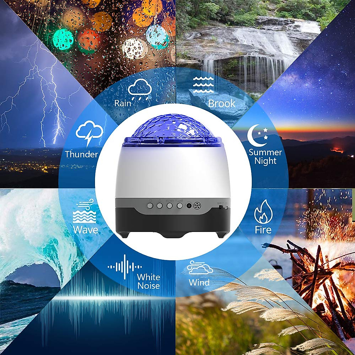 Galaxy Projector, Star Light Projector for Bedroom, Sleeping Soothing White Noise Sound Machine with Remote, Timer, Music Speaker, 8 Soother Sounds Ocean Wave Projector for Baby Kids Adults Relaxation
