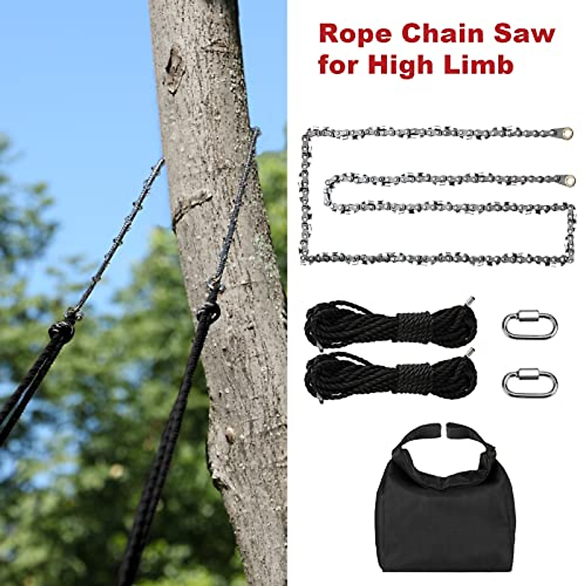Rope saw PANGZHENG 55 Inch High Reach Tree Limb Hand Rope Saw, 70 Sharp Teeth Blades on Both Sides,Rope saw tree saw high limb Pocket Chainsaw, Tree Limb Saw, Rope Chainsaw