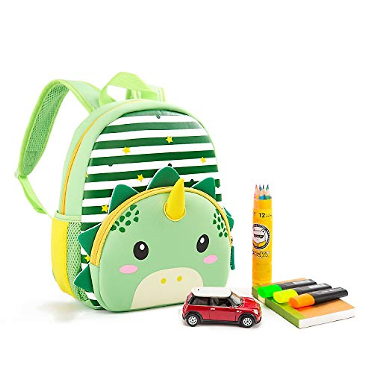 KK CRAFTS Toddler Backpack, Waterproof Preschool Backpack, 3D Cute Cartoon Neoprene Animal Schoolbag for Kids, Lunch Box Carry Bag for Boys Girls,Dinosaur