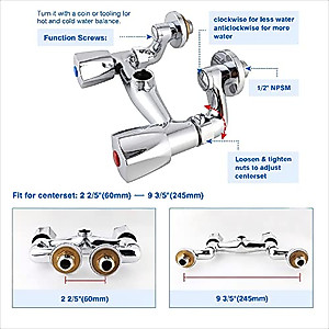MS 4-8 Inch Adjustable Center Wall Mount 25'' Height Commercial Kitchen Sink Faucet Brass Mini Pre Rinse Unit with Spray Valve and 12 inch Add on Spout (6814P)
