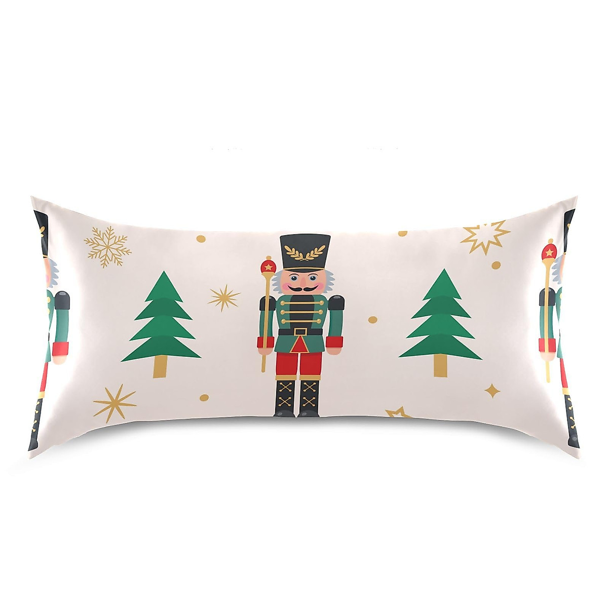 Christmas Tree Nutcracker Pillow Covers Silk Pillowcase for Soft Breathable Smooth Cooling Satin Pillowcase Standard Size Pillow Case for Women Hot Sleepers, Night Sweats Bed (20x26 Inch)