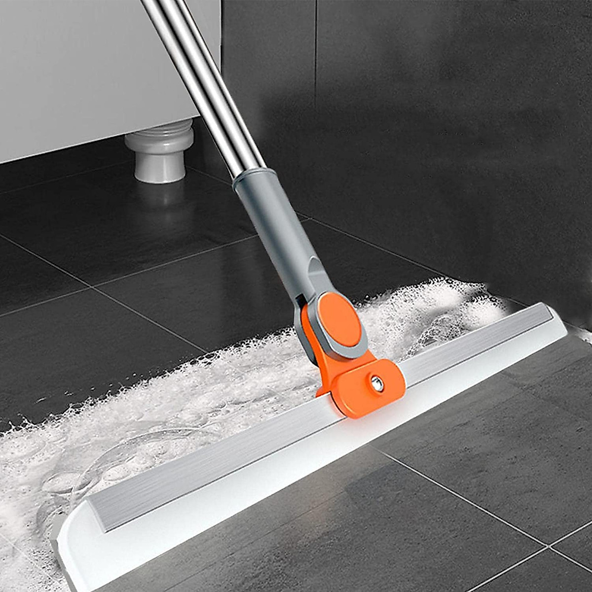 Floor Scraper, Long Handle Wiper Broom, Multi-Purpose Rotating Floor Scraper, Wet and Dry, Kitchen Sweeping Hair, Tile Pet Hair Floor Glass Window Water Foam Deep Cleaning