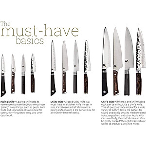 Shun Cutlery Premier 7-Piece Essential Block Set, Kitchen Knife and Knife Block Set, Includes 8” Chef's Knife, 4” Paring Knife, 6.5” Utility Knife, & More, Handcrafted Japanese Kitchen Knives