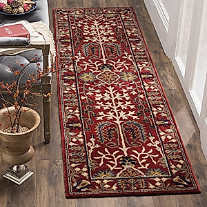 SAFAVIEH Antiquity Collection Runner Rug - 2'3" x 12', Red & Multi, Handmade Traditional Oriental Wool, Ideal for High Traffic Areas in Living Room, Bedroom (AT64A)