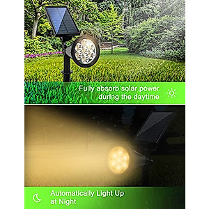 BOHON Solar Outdoor Lights Waterproof Solar Spot Lights Outdoor Spotlight 2-in-1 Wall Lights Auto On/Off Security Night Lights for Landscape Lighting Yard Patio Garden Deck Pathway 2 Pack (Warm White)