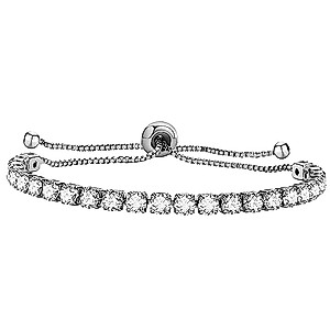 Adjustable Tennis Bracelet for Women Cubic Zirconia Wedding Bridal Bracelet Silver Gold Dainty Bracelet Jewelry Gift for Girlfriends Bridesmaids Mom Sister