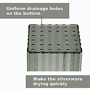 Esusom Utensil Holder 2-slot for Kitchen Countertop or Table, Plastic Silverware Storage Organizer Caddy Wall Mount or Stand, Anti-Rust Cutlery Holder for Spoons, Forks, Knives and Chopsticks