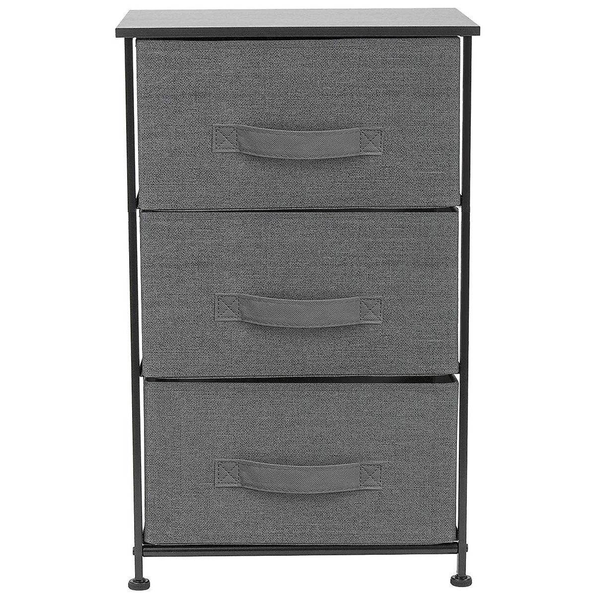 Sorbus Nightstand with 3 Drawers - Bedside Furniture & Night Stand End Table Dresser with Steel Frame, Wood Top, Easy Pull Fabric Bins for Home, Bedroom Accessories, Office & Dorm