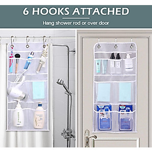 MISSLO 2 Pack Mesh Shower Caddy Hanging for Travel Quick Dry Shower Hanging Organizer Cruise RV Camper Bathroom with Over Door Hooks and Shower Curtain Hooks