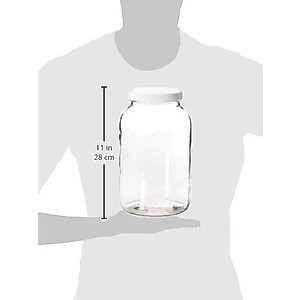 kitchentoolz 4 Pack- 1 Gallon Mason Jar - Glass Jar Wide Mouth with Airtight Foam Lined Plastic Lid - Safe Mason Jar for Fermenting Kombucha Kefir - Storing and Canning- US Made