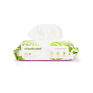 Earth Rated Hypoallergenic Dog Wipes, Cleaning and Odor-Controlling Grooming Wipes for Paws, Body, and Butt, Perfect for Puppy and Adult Dogs, Lavender Scented, 100 Count