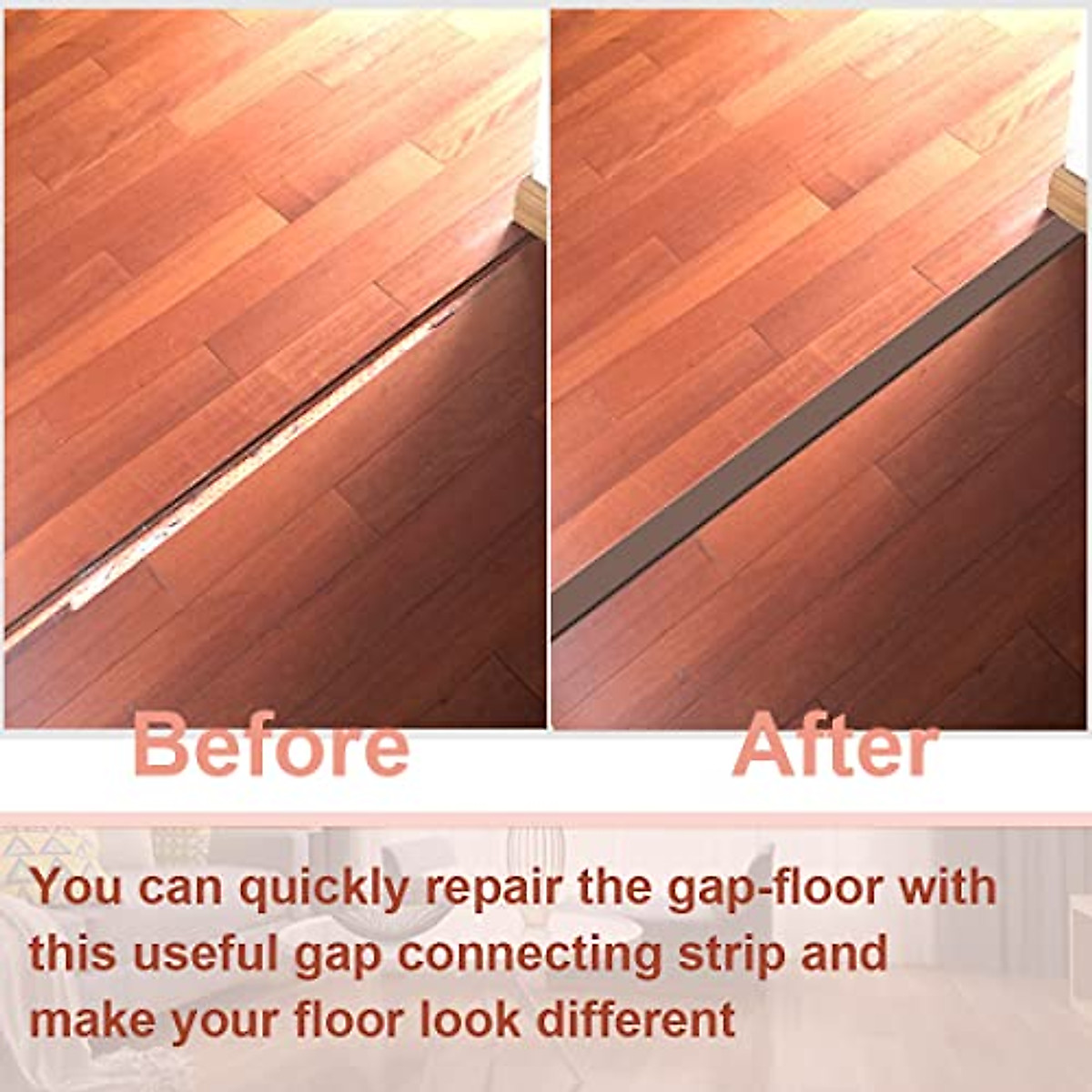 Floor Transition Strip Rubber Threshold Strip Floor Cover Strips Self Adhesive Vinyl Floor Flat Divider Strip Carpet to Tile Transition Strip Carpet Trim (3.28Feet, Brown)