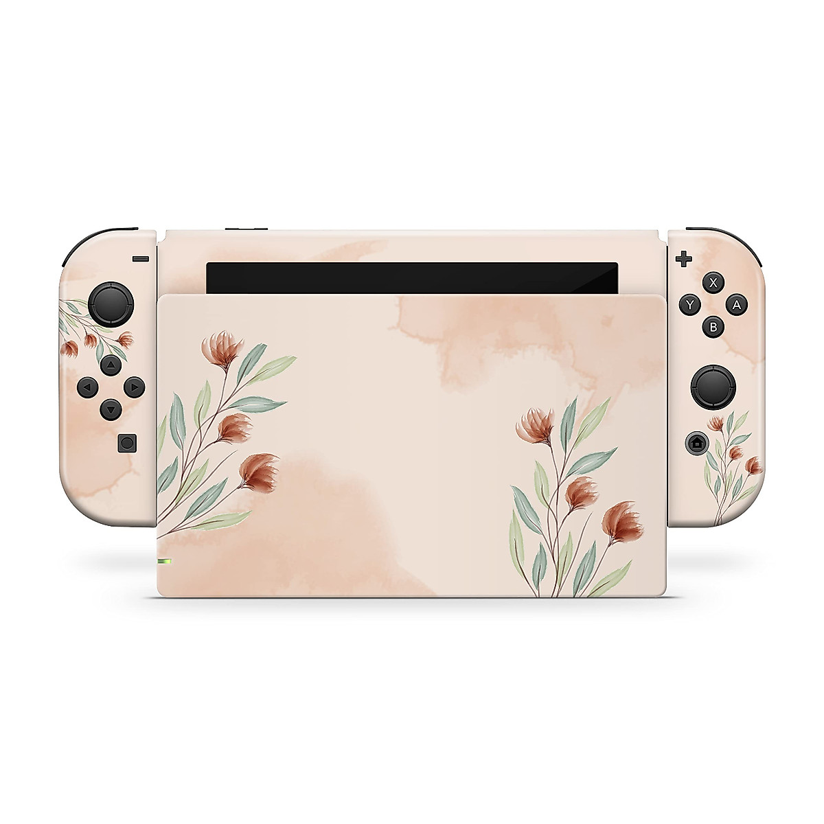Tacky Design Flower Skin Compatible with Nintendo Switch Skin Wrap Cover, Watercolor Skin for Nintendo Switch Stickers, Premium Vinyl 3M Full Wrap Decal
