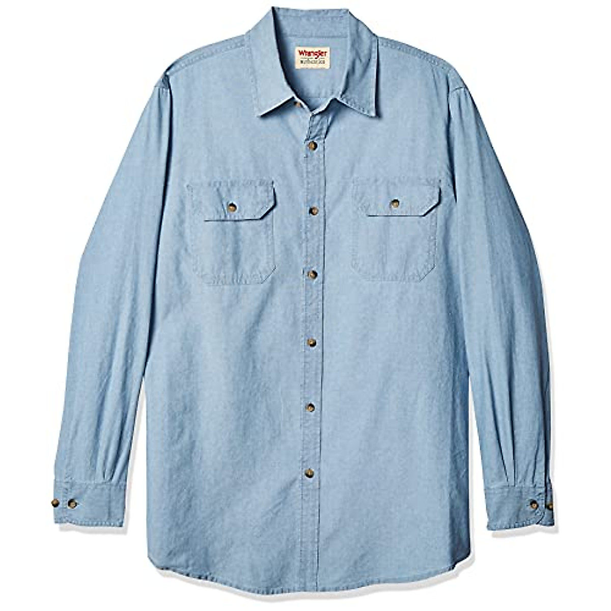 Wrangler Authentics Men's Long Sleeve Classic Woven Shirt, Light Chambray, 3X-Large