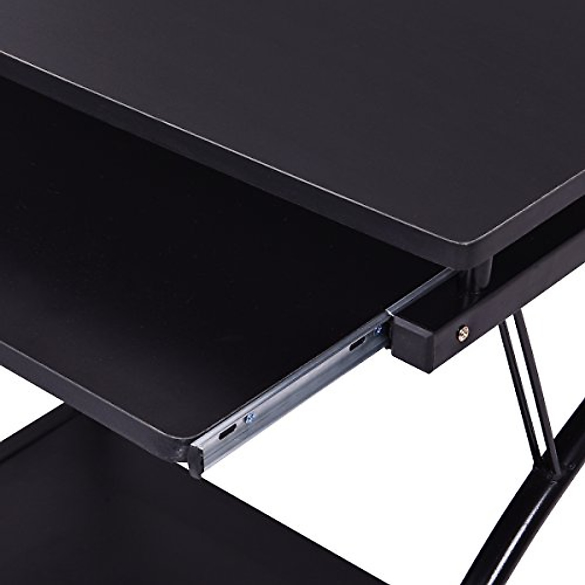 ADTEST , Gaming Table with Movable Keyboard Tray& CPU Holder, Workstation Made of P2 Environmental Material, Black