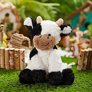 unsnurnoch Adorable Plush Cow Toy Floppy Dairy Cattle Soft Stuffed Animal,Soft Kawaii Plushies Cuddle Pillow, Cute Plushies Birthday Valentine's Day Gifts (Black)