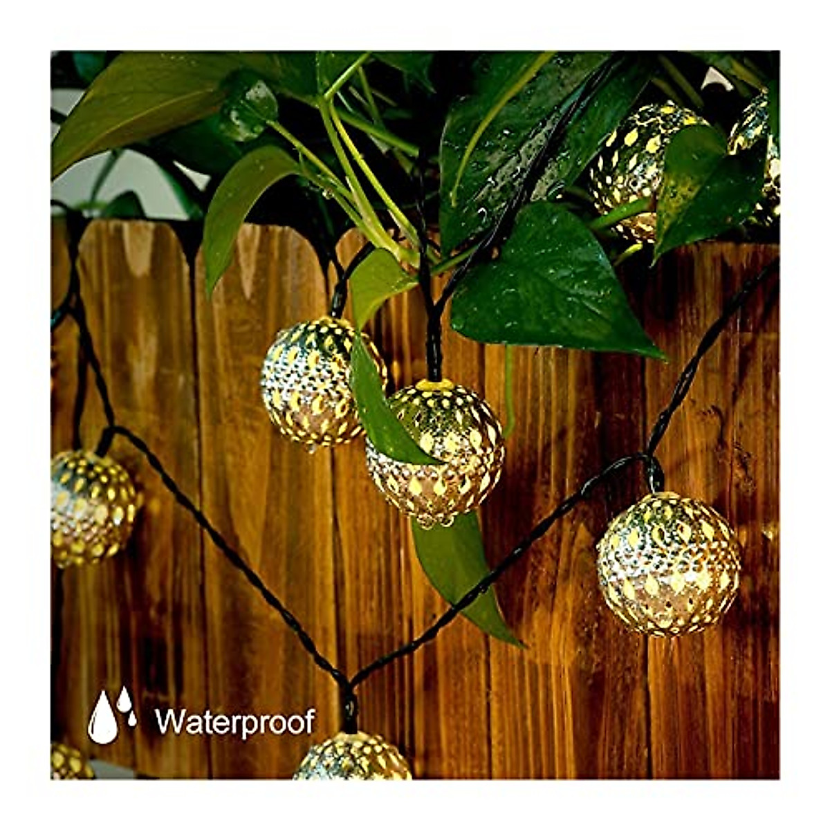 Xiaobei Solar String Lights, Moroccan Ball Shape, 5M 20LED Earth Fairy Lights, Lantern Christmas Lights, Outdoor Garden Patio Home Decoration