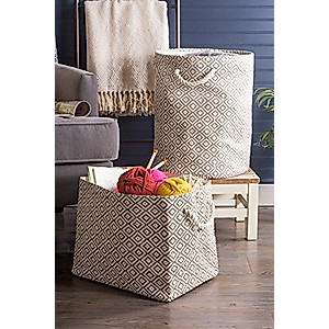 DII Woven Paper Storage Bin, Diamond Basketweave, Gray/White, Large