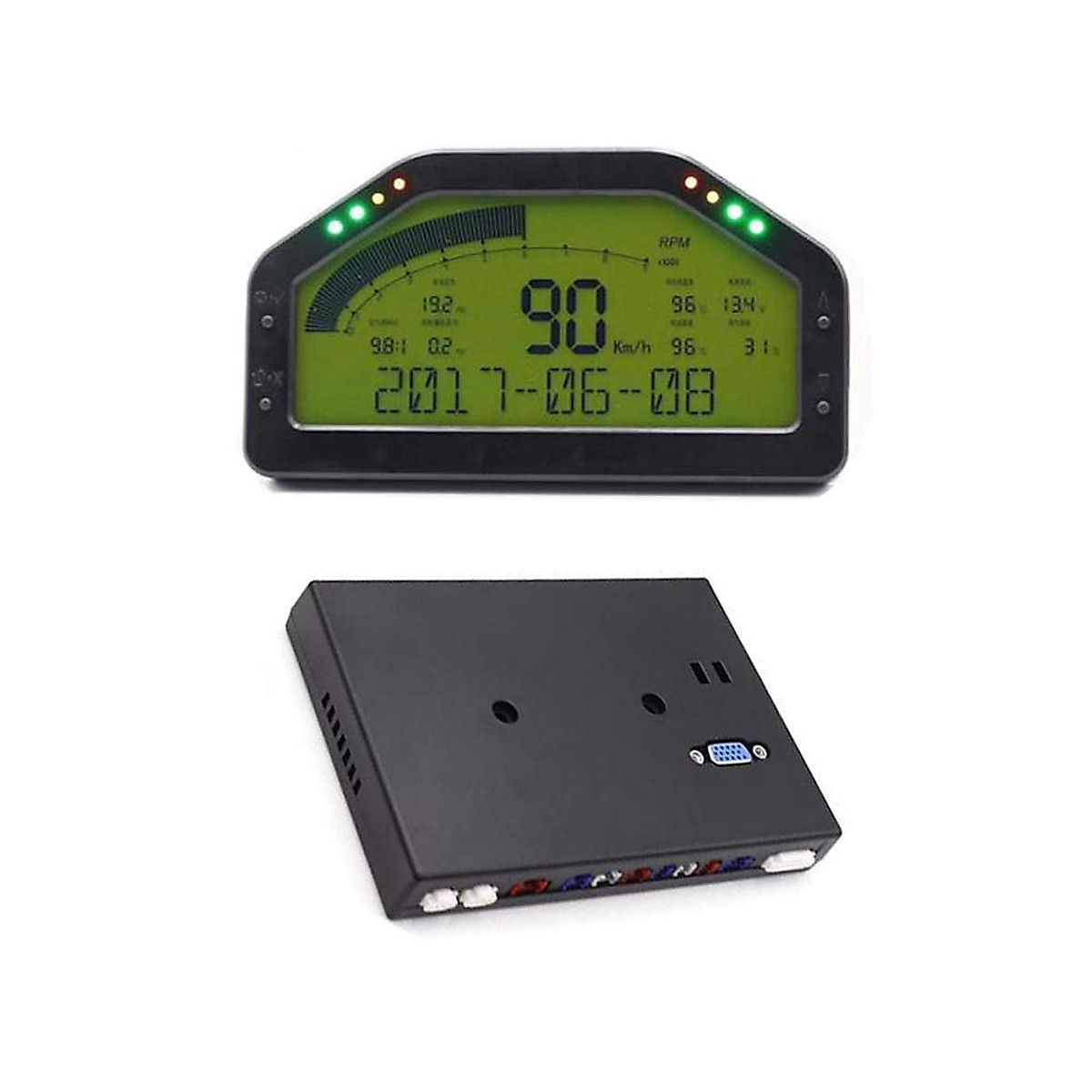 DEJUN Car Race Dash Dashboard, DO908 Car Combination Gauge Meter Sensor Kit Multifunctional Car Dashboard Dash Display for 12V Racing Car Meter