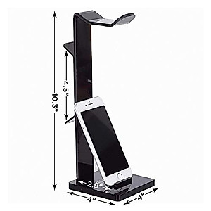 GeekDigg Headphone Stand Gaming Headset Holder for Desk Cable Organizer & Cellphone Stand for All Headphones Size Headphone Holder Set Gaming PC Accessories Gaming Station – Black