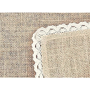 FiveRen Placemats Burlap and Beige Lace Jute Rustic Farmhouse Table Mats Table Decor & One of Life's Little Home Luxuries for Special Occasions, Parties, Weddings, BBQ's, Holidays (Set of 6)