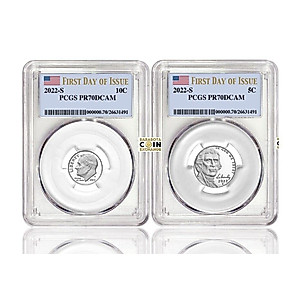 2022 S Roosevelt Dime Jefferson Nickel Collection PCGS PR-70