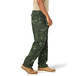 Lee Men's Wyoming Relaxed Fit Cargo Pant, Green Camo, 40W x 32L